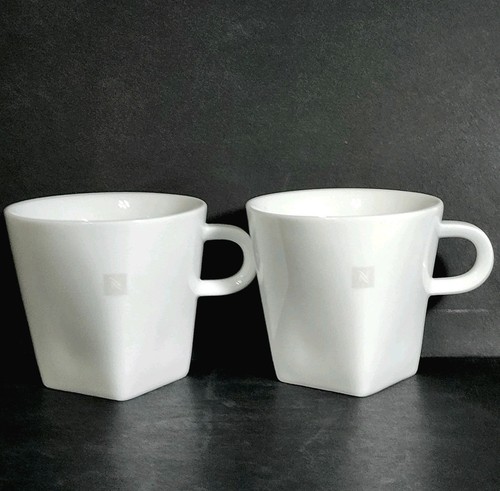 2 Nespresso Espresso Cups White Pure Collection Porcelain Big Game ...