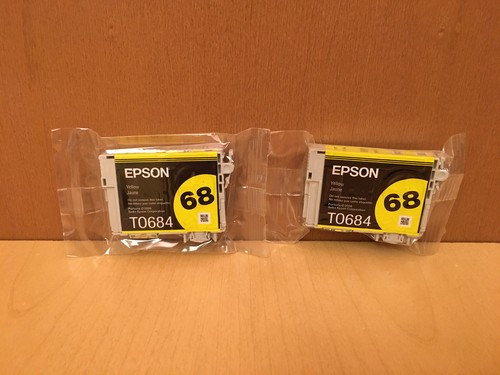 Lot of 2 Genuine Epson 68 Yellow Ink Cartridges (T0684) CX5000, CX6000 ...