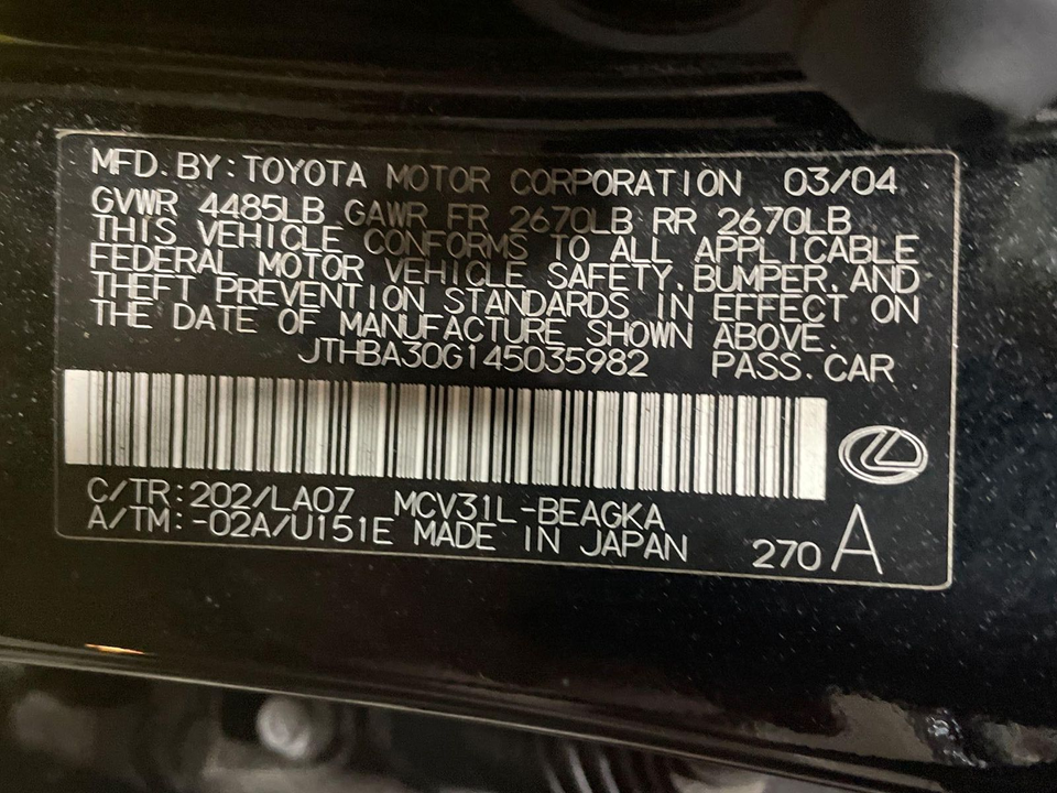 2004 Lexus ES330 3.3L 3MZFE Engine Assembly 82K Miles VIN A 5th Digit ...