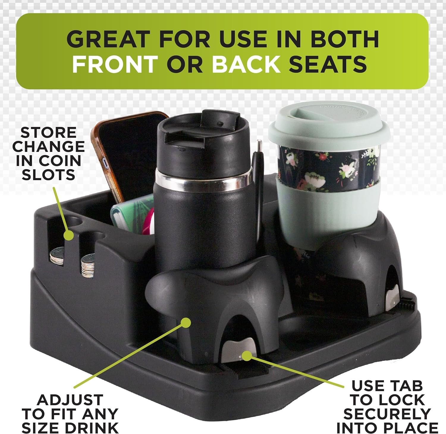 Universal Center Console Cup Holder Floor Drink Storage Organizer Auto ...