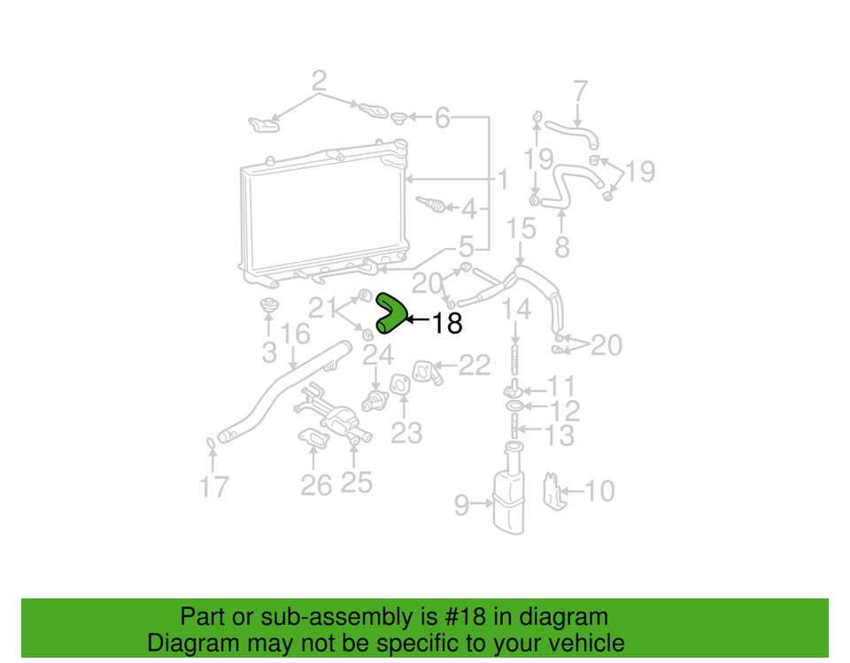 OEM Coolant Hose for 96-12 Hyundai 04-11 Kia 1.8L 2.0L Models 25480 ...