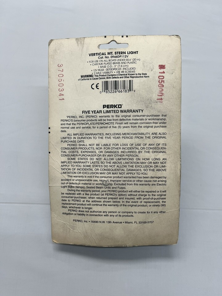 NEW PERKO 946-DP1-12V VERTICAL FLUSH MOUNT STERN LIGHT | eBay