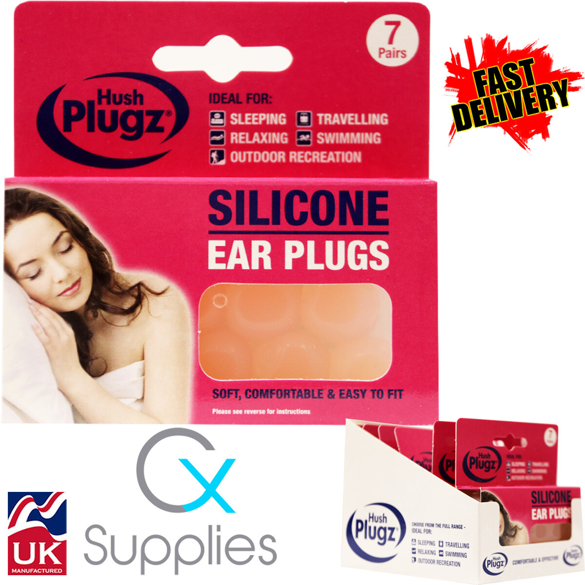 HUSH PLUGZ SILICONE EAR PLUGS ⭐UP TO 10X7 PAIRS⭐ Earplugz Sleep Noise ...