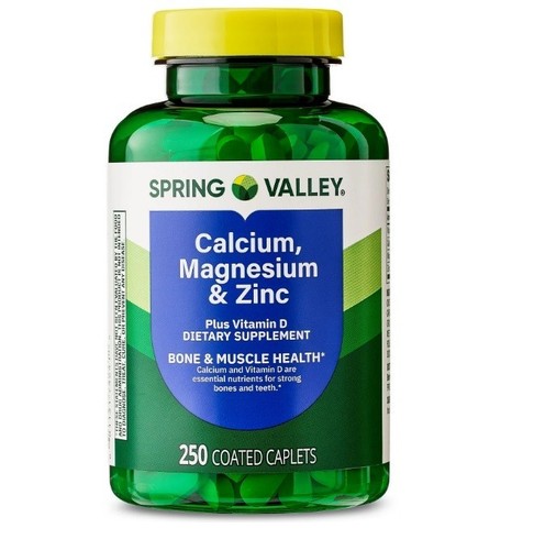 Spring Valley Calcium, Magnesium & Zinc Plus Vitamin D3 Coated Caplets ...