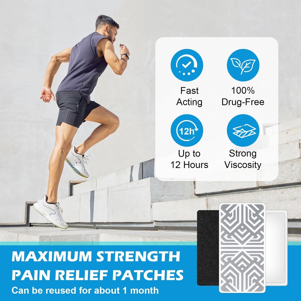 Reusable Pain Relief Patches for Sore Muscle, Includes 3 Adhesives, 1 ...