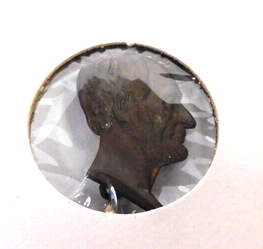 ABRAHAM LINCOLN LAPEL STICK PIN BRASS CUT-OUT, 1" LONG, EXCELLENT ...