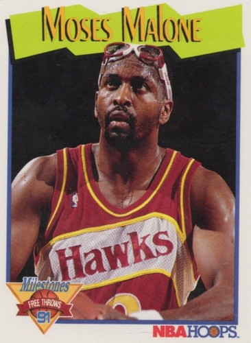 1991-92 NBA Hoops Milestones Moses Malone Card #318 HOF | eBay