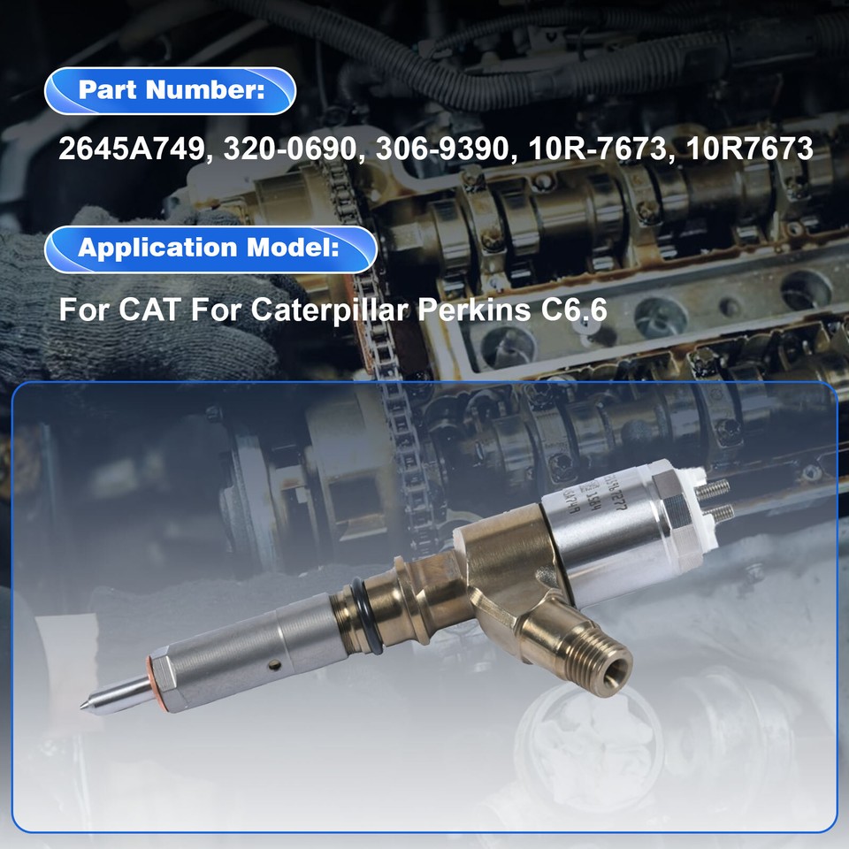 6PCS Fuel Injector 2645A749 Fit Caterpillar Perkins C6.6 CAT 320-0690 ...