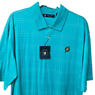 NWT Oxford Golf Aqua Polo Shirt Mens XL Redstick Red Stick Golf Pane ...