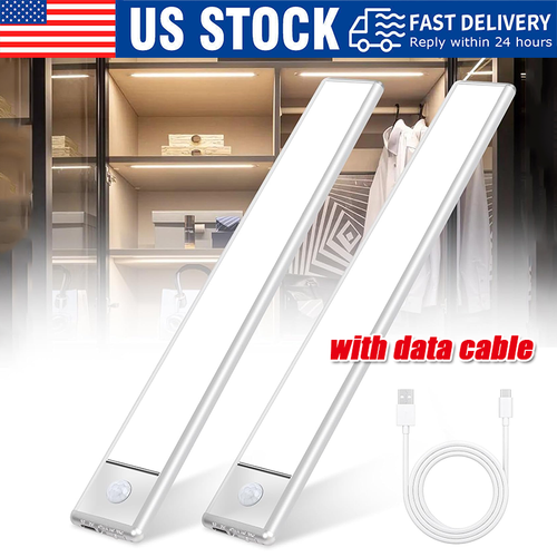 LED Motion Sensor Under Cabinet Closet Light USB Rechargeable Kitchen ...