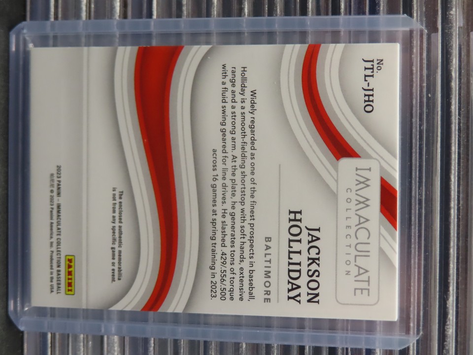 2023 Immaculate Collection Jackson Holliday Jumbo Team Logo Patch #25/ ...