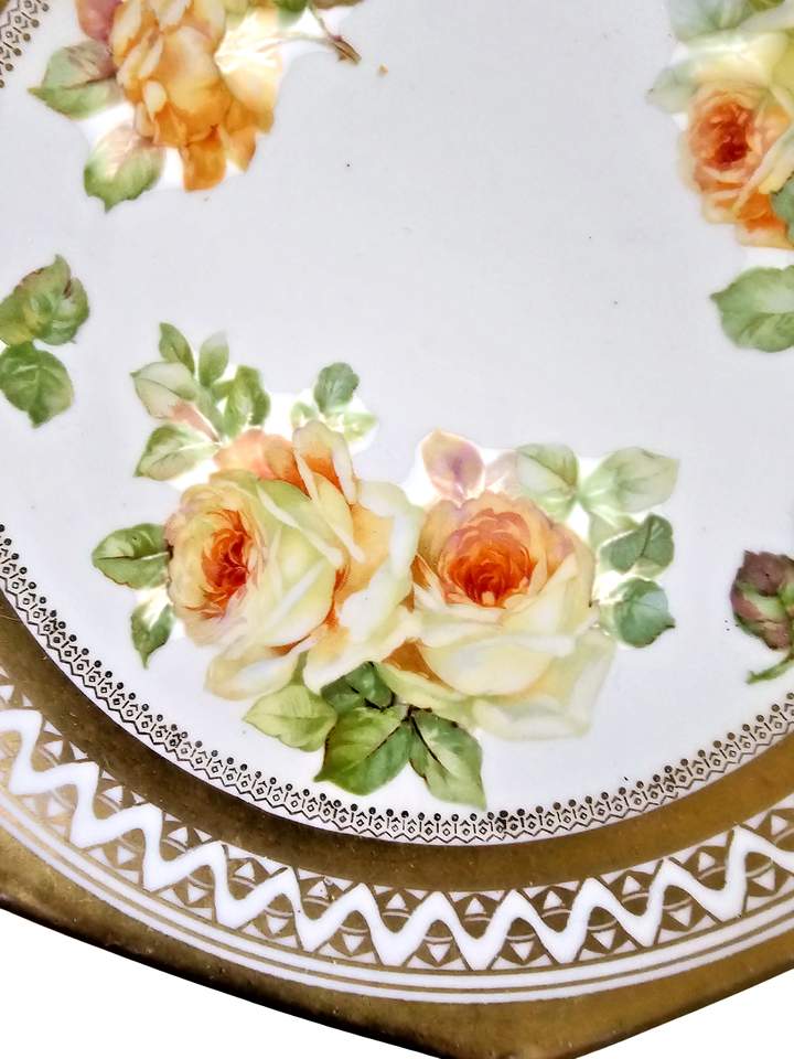 Prussia Porcelain Plate Yellow Roses 8" | eBay