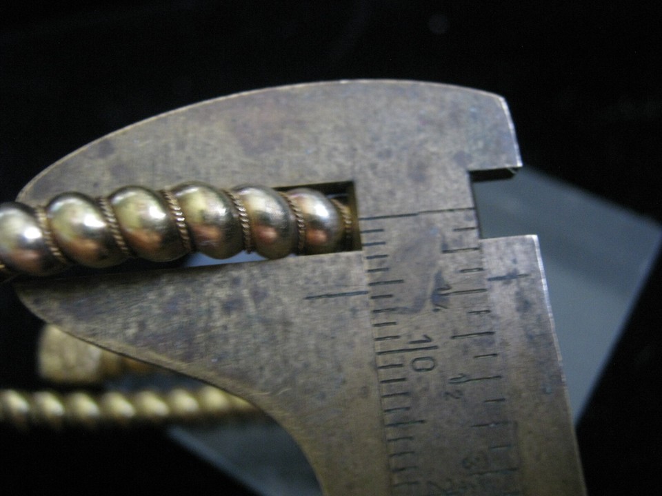 14K Gold Etruscan Revival PAT'D AUG 21, 83 Bypass Bracelet w/ .2C ...