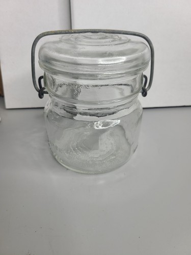 VINTAGE BALL Eclipse Wide Mouth 1/2 PINT CLEAR CANNING FRUIT jar BAIL ...