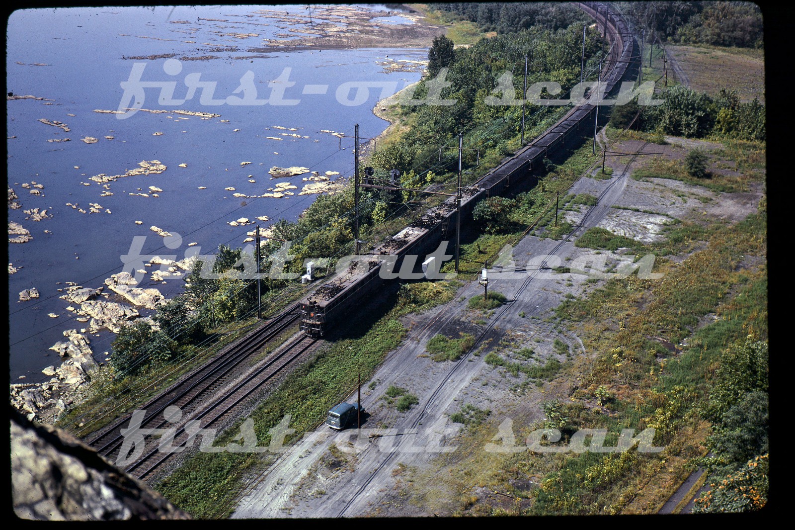 F Original Slide - Pennsy PRR Boxcab Electric Coal Action Chiques Rock ...