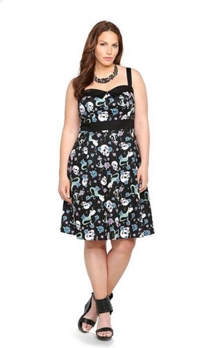Hot Topic Dress Women's L Large Black Mermaid Skull Rose Pinup ...
