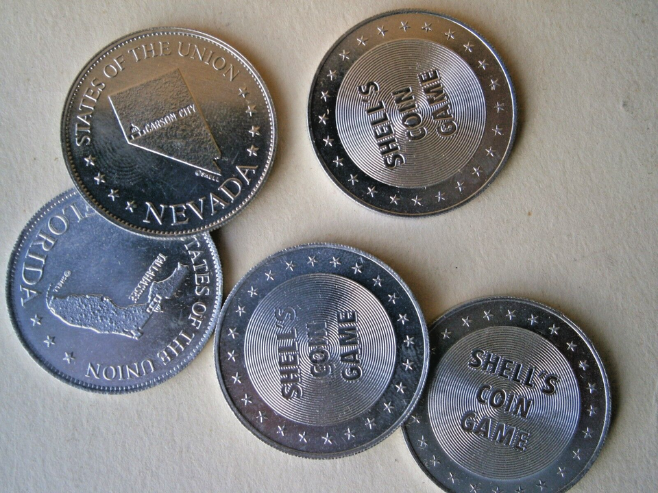 Approx. 59 SHELL'S Coin Game & SUNOCO Car Game Tokens most still in ...
