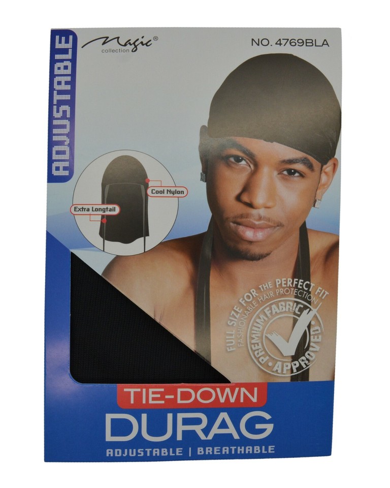 6 pcs Magic "Black" Durag Adjustable Breathable Extra Long Tail | eBay