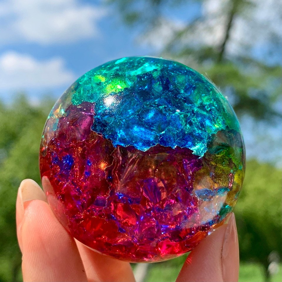 178G Natural Titanium Rainbow Quartz sphere Crystal ball Healing | eBay