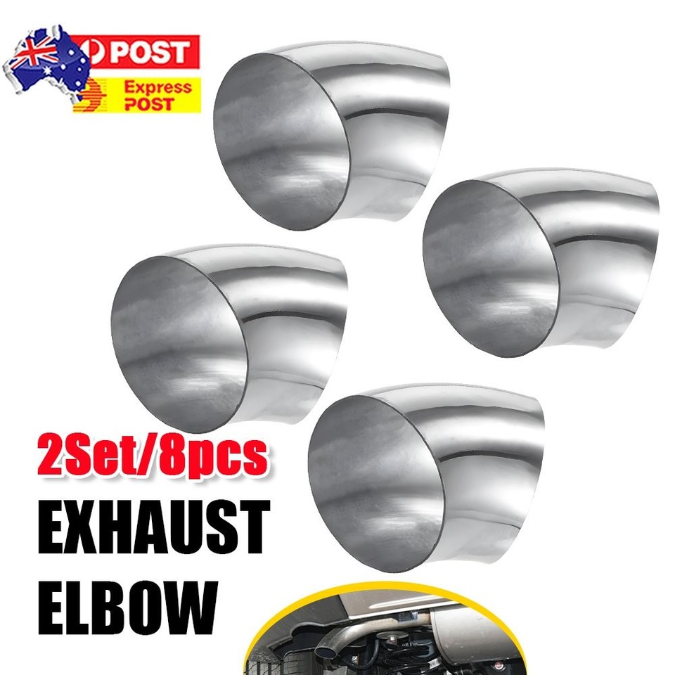 8Pcs 3 Inch OD 45 Degree Exhaust Pipe Elbow SS304 For Universal ...