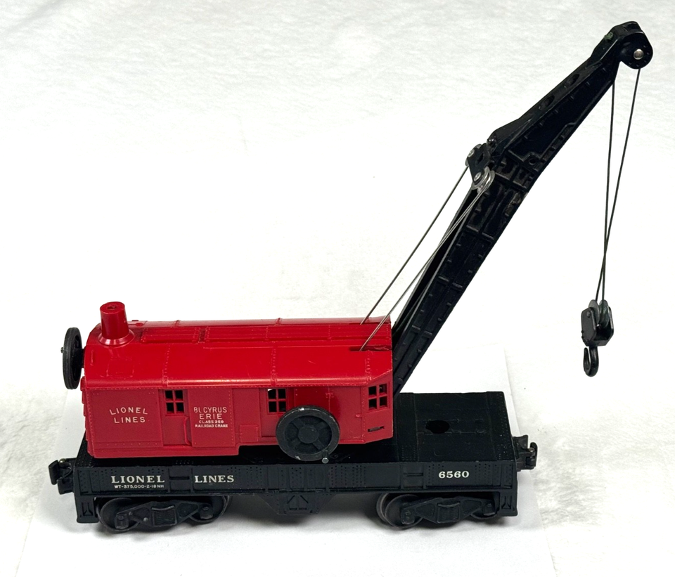 Lionel 6560 O Gauge Bucyrus Erie Crane Car Red Cab – Vintage – Working ...