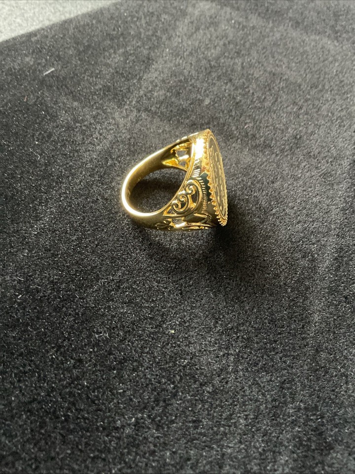 18 Ct Gold Plated Full Sovereign Ring size X | eBay UK