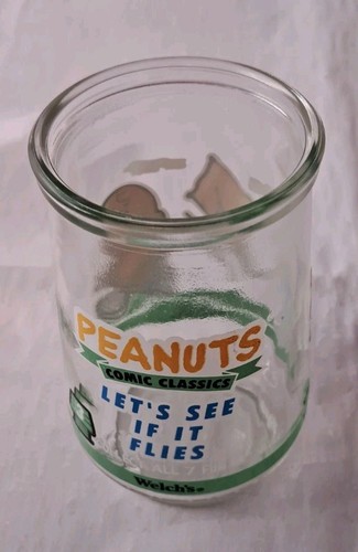 VINTAGE Peanuts CHARLIE BROWN & SALLY Flying Kite WELCH'S GLASS CUP #3 ...