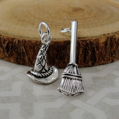 Silver Witch Hat Charm - Broom Charm - Wicked Witch Cham - Halloween ...