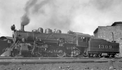 AT&SF Santa Fe Railroad locomotive engine No. 1309 type 4-6-2 OLD TRAIN ...