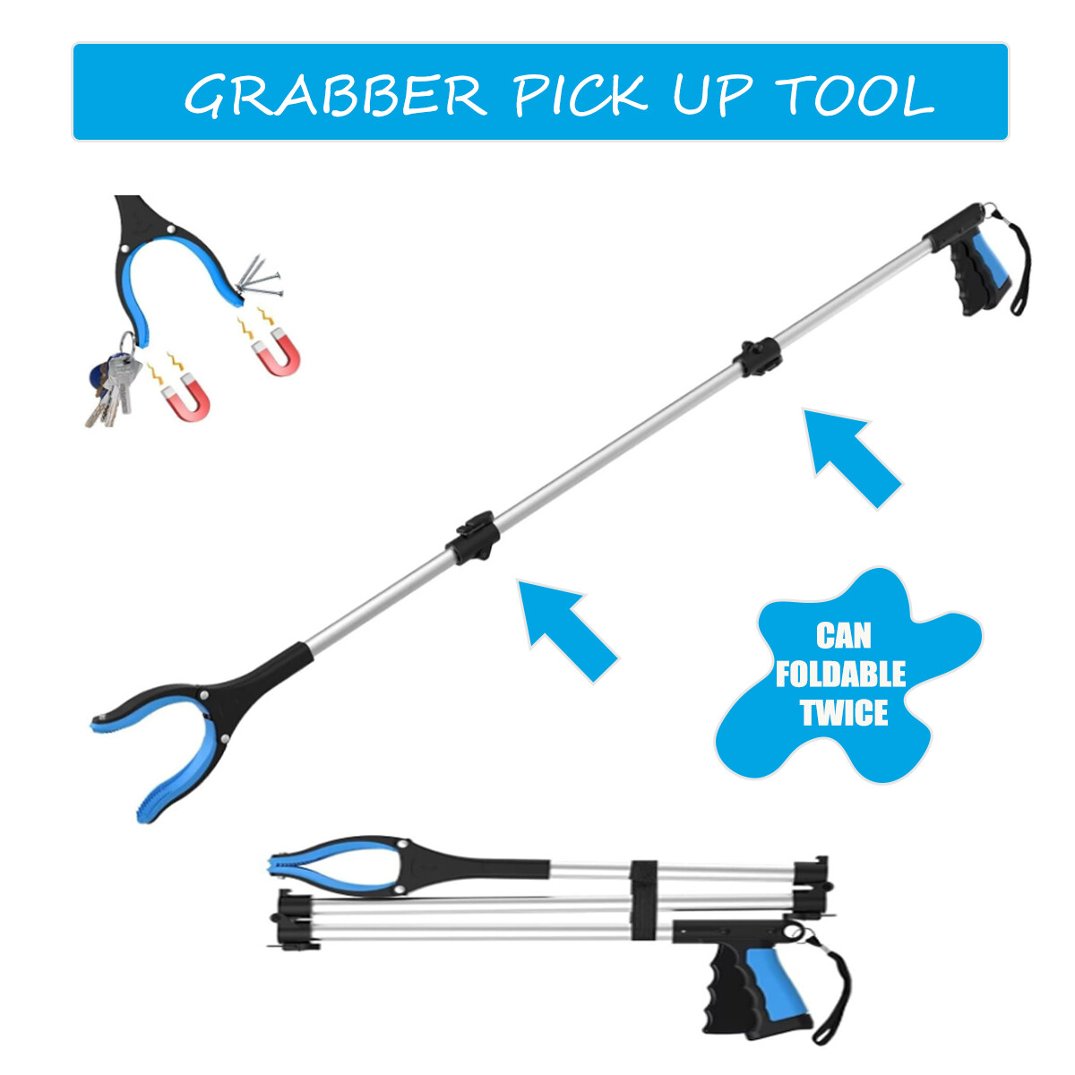 43" Grabber Pick Up Tool Extended Garbage Reaching Stick Trash Picker ...
