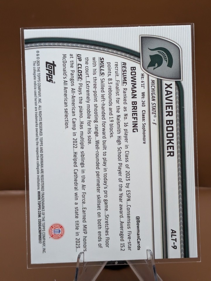 2024-25 Bowman Chrome U Xavier Booker #ALT-9 | eBay