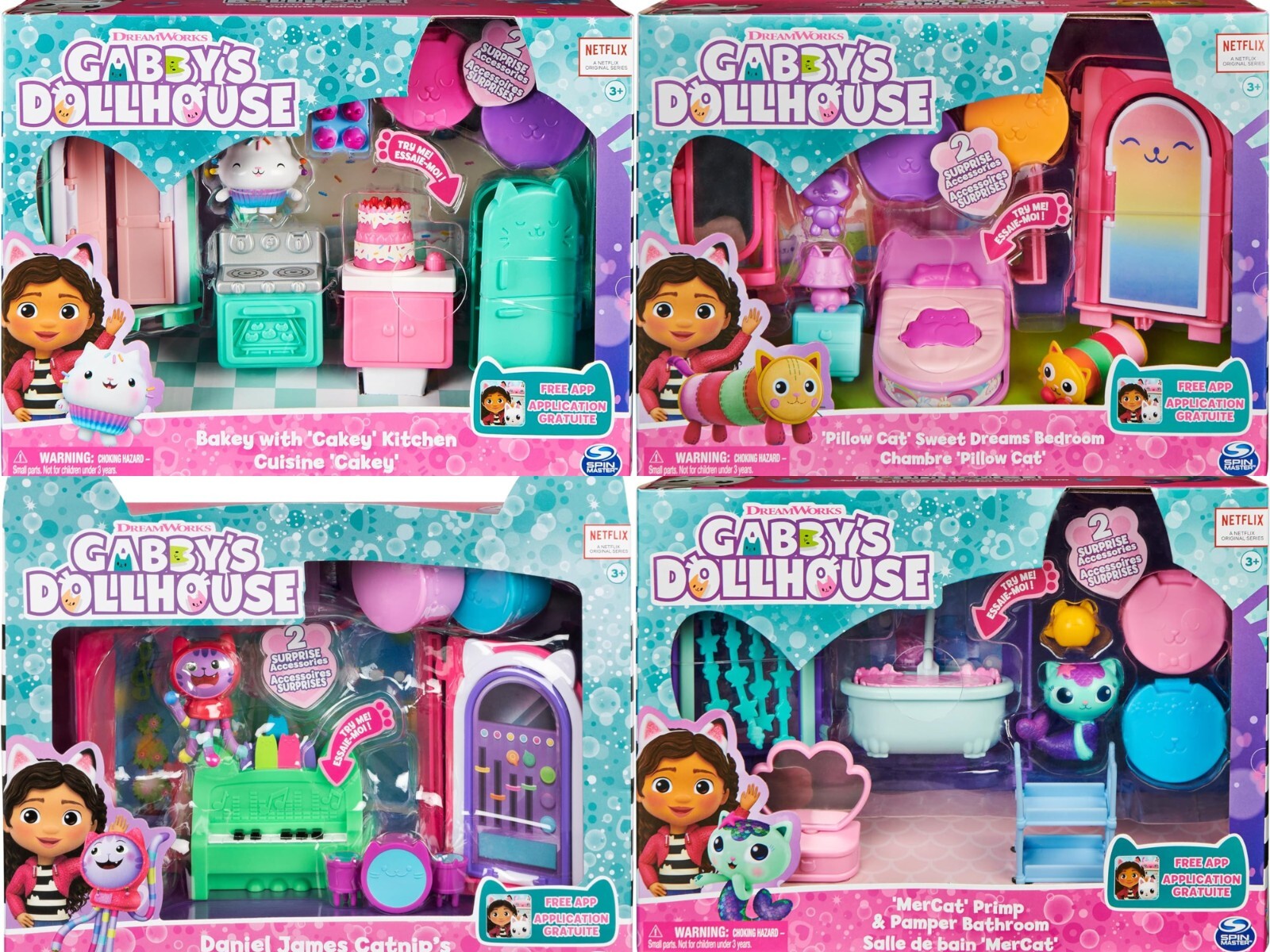 Gabby's Dollhouse Rooms Carlita Baby Box Cakey DJ Catnip Pillow Cat ...