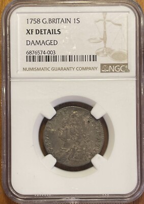 1758 Great Britain Sterling Silver Shilling George II NGC XF Details | eBay