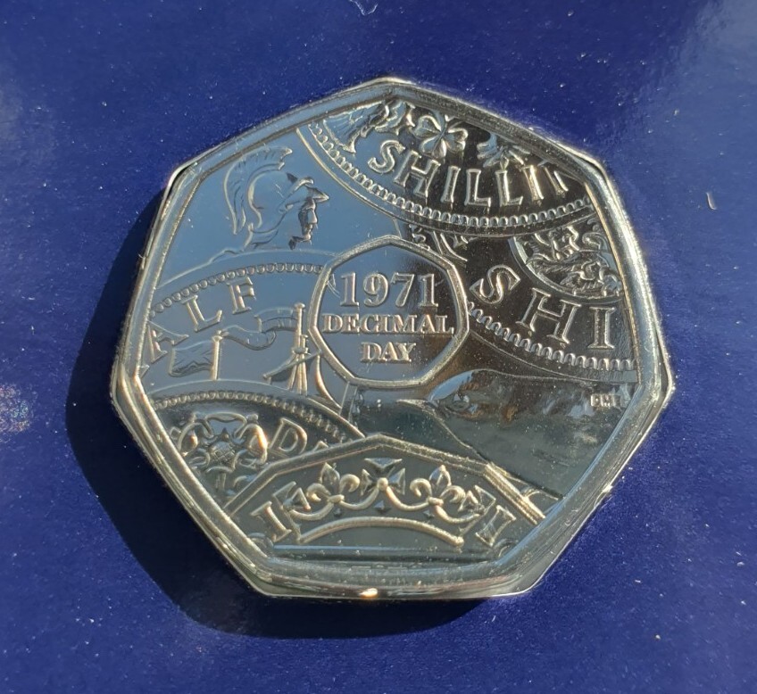 2021 Royal Mint UK Decimal Day 50p Fifty Pence BU Change Checker Coin ...