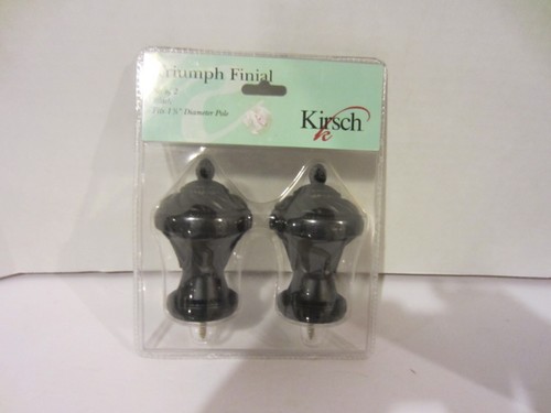 Set of 2 Triumph Black Finials by Kirsch- NIB- Fit 1&3/8 inch Pole ...