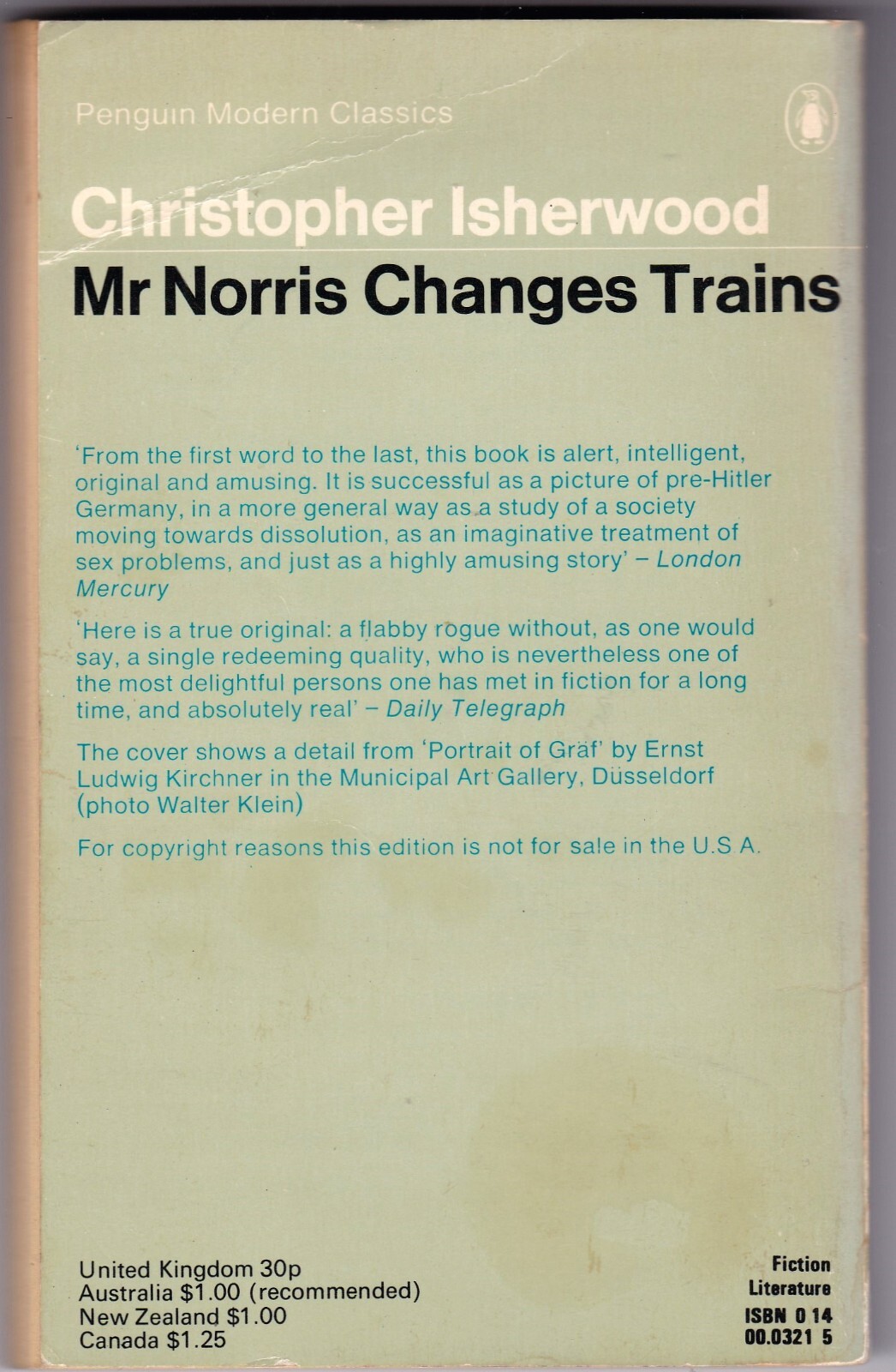 Christopher Isherwood: Mr Norris Changes Trains vintage 1972 Penguin ...