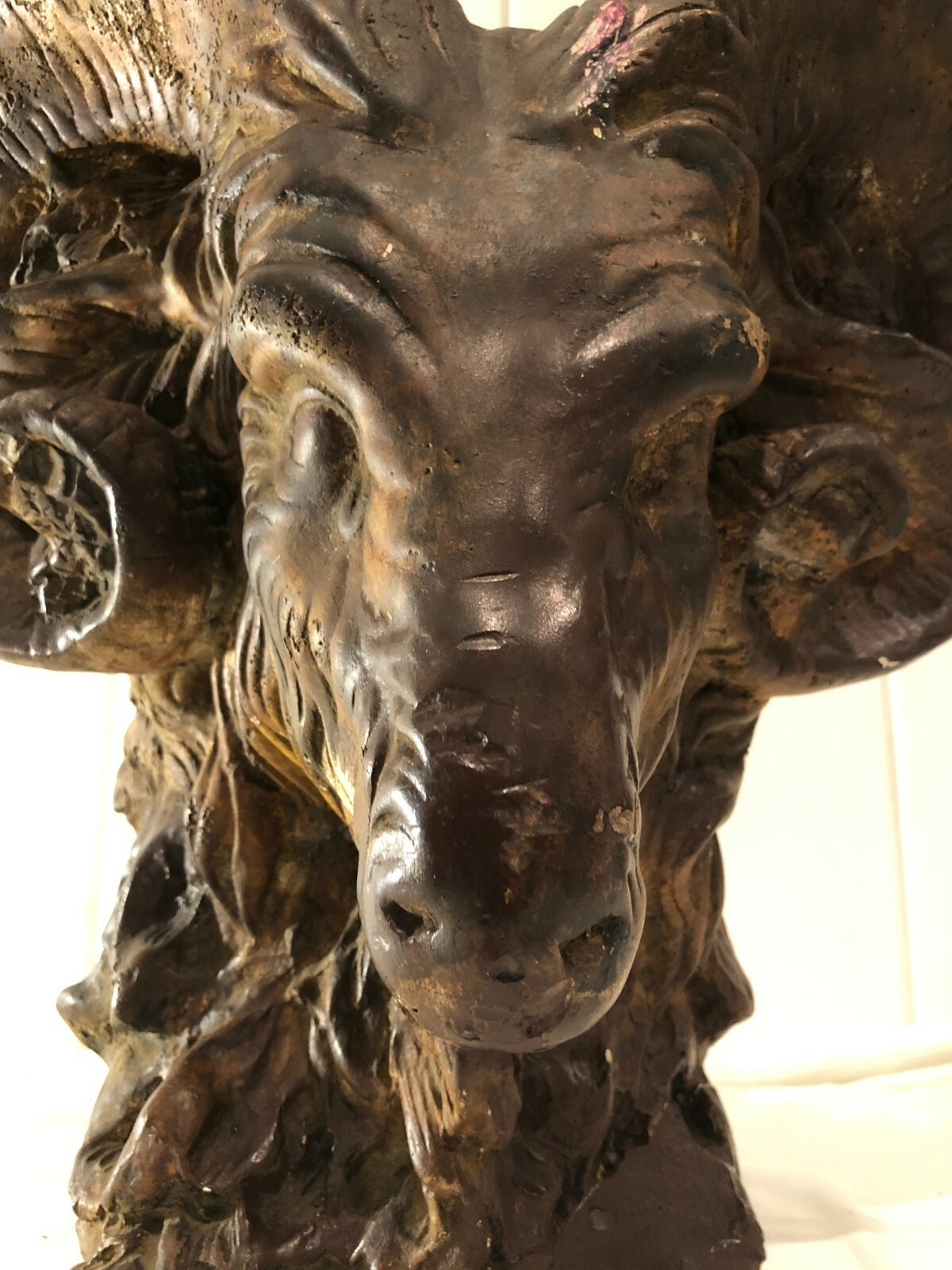 Attila Tivadar Cast Stone Brutalist Inspired Ram Head Bust Sculpture ...