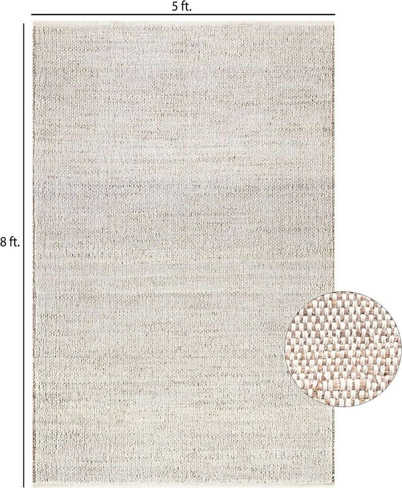 Jute Cotton Hand Woven Natural Farmhouse Area Rug for Living Room ...