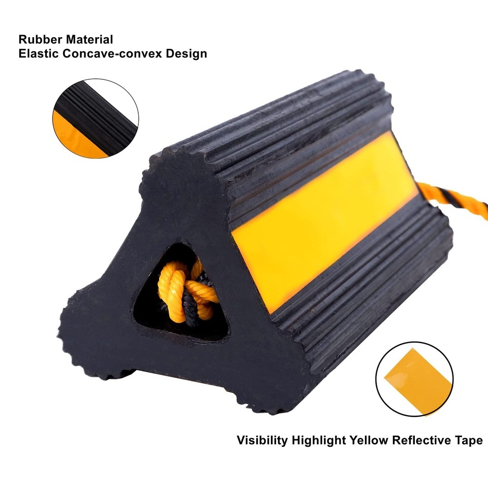 Wheel Chock Heavy Duty Rubber Trailer Wheel Chocks with Yellow ...