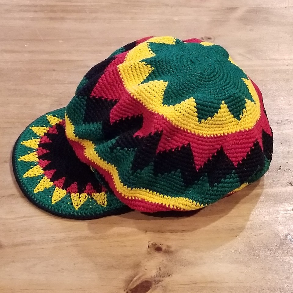 Vintage Reggae Hat One Size Rasta Reggae Jamaica Surfer Handmade Knit ...