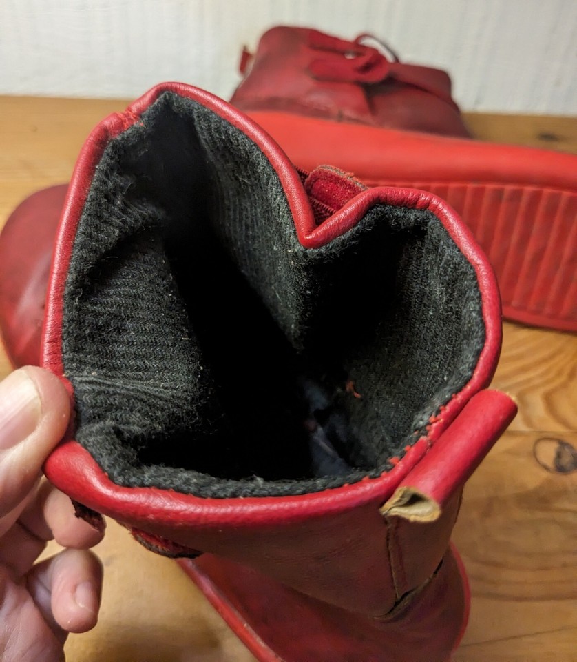 Womens Red Leather Booties Ankle Boots Round Toe Shoes Retro 6.5 ...