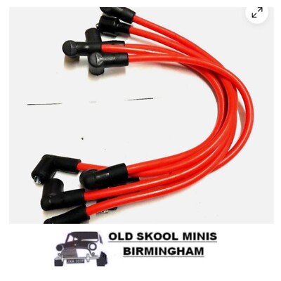 CLASSIC MINI 8mm RED SILICONE HT PLUG LEADS GHT241 AUSTIN ROVER MORRIS ...