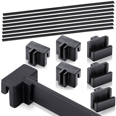 24 Pcs Hanging File Rail and Clip Set 16 Black Hanging File Clips 8 PVC ...