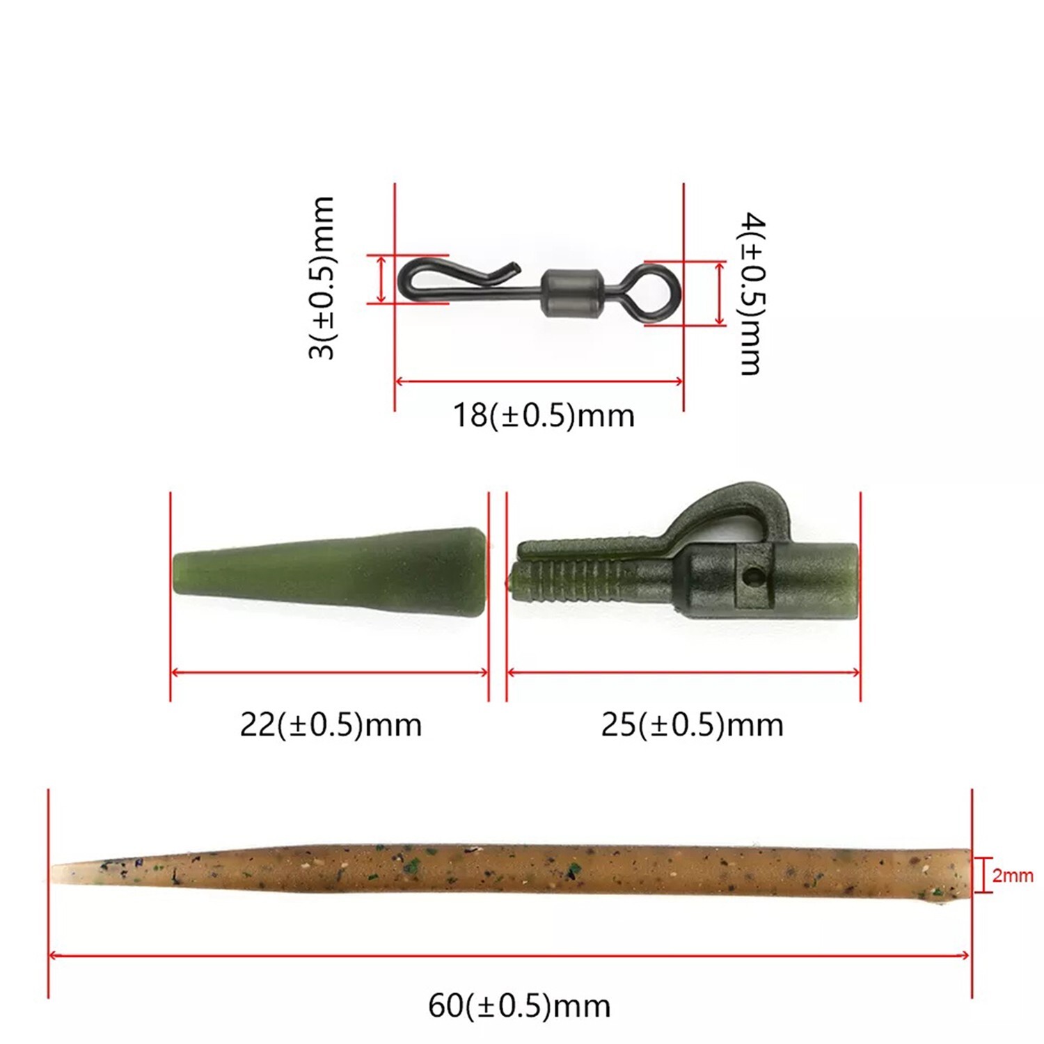 Karpfen Angeln Power Lead Clip Set Kwik Swivel Tails Rubber Wirbel Anti ...