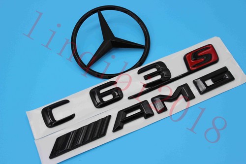 3D Gloss Black C63s AMG Trunk Logo Sticker Decal Emblem Badge Package ...
