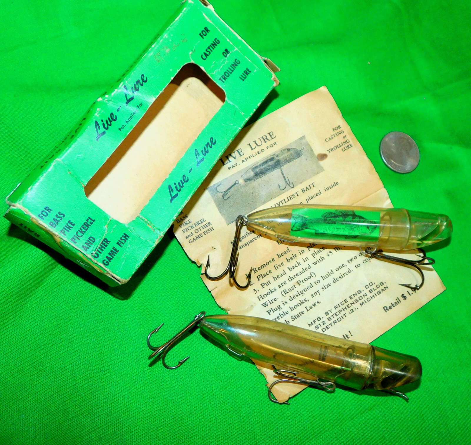 Live Lure clear minnow tube Rice Engineering Detroit box w/paper ...