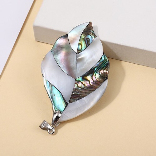 2Pcs Carved Abalone Shell Leaf Charms Pendant 55mm Special Gift DIY ...