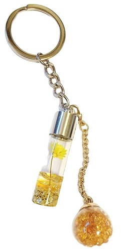 Dry Flower Glitter Ball Keychain Clear Acrylic Bottle, Sparkle Filled ...