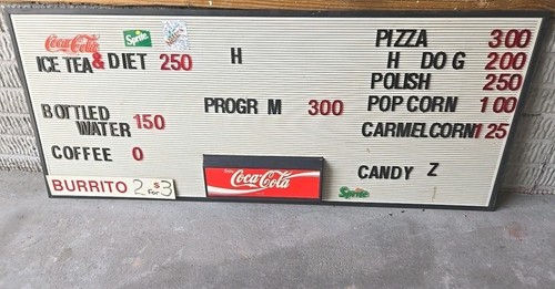 Coca-Cola Menu Board Sign W/Letters & Numbers ~ 49"x 21" Memorial ...