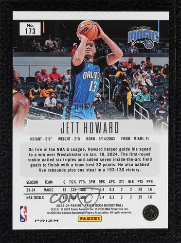 2023-24 Panini Prizm Deca Blue Prizm /149 Jett Howard #173 Rookie RC | eBay